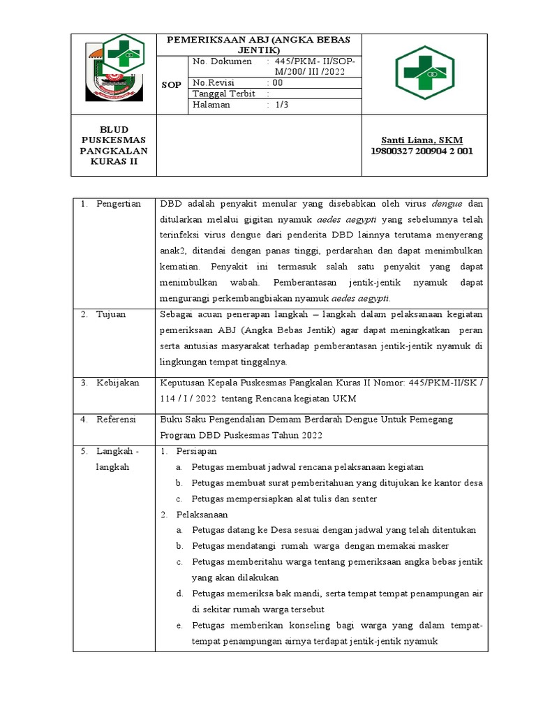 Panduan Pemeriksaan ABJ DBD 2022 | PDF