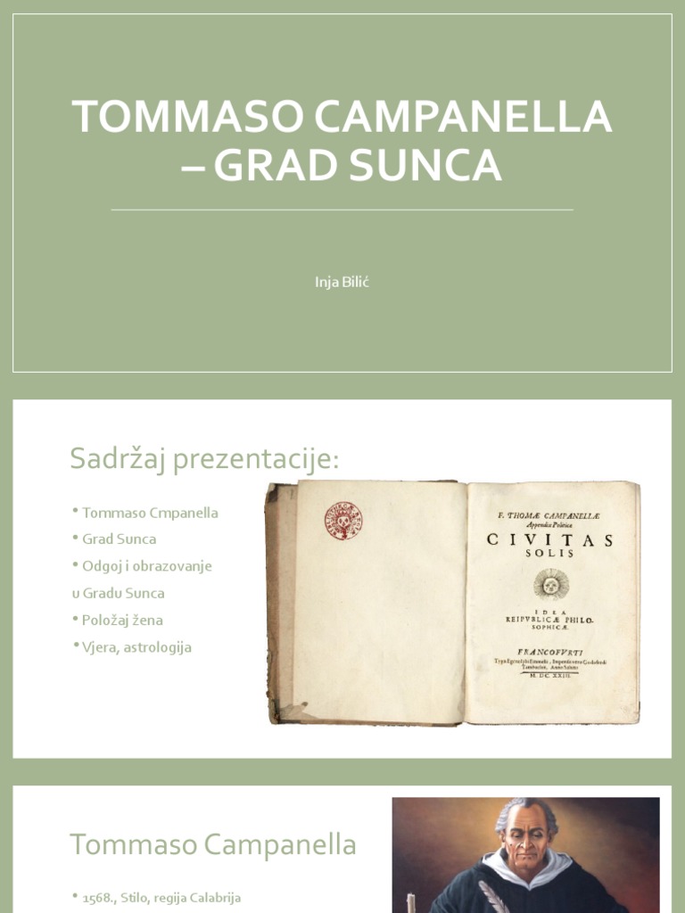 Tommaso Campanella ? Grad Sunca | PDF