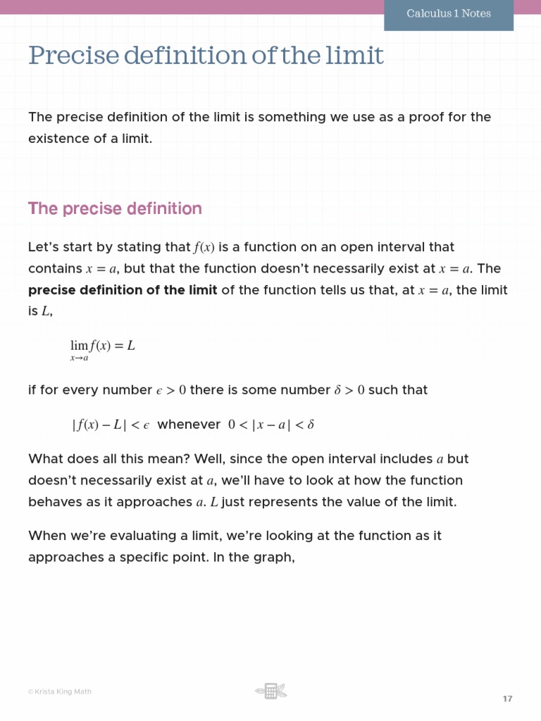 Precise Definition of Limits Explained | PDF | Function (Mathematics ...