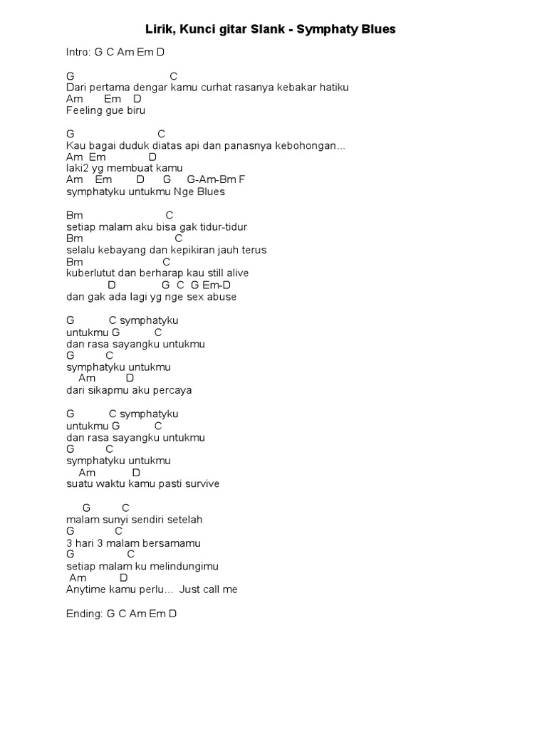 Lirik Dan Kunci Gitar Slank Fix | PDF