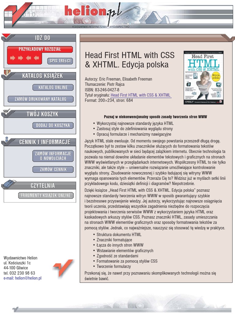 Head First HTML With CSS & XHTML. Edycja Polska (Rusz Głową!) | PDF