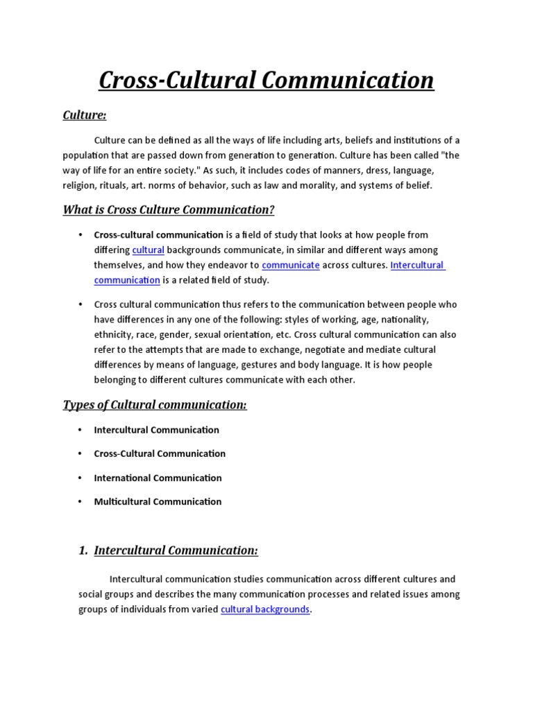 Cross Cultural Communication | PDF