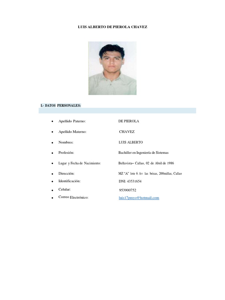CV Luis de Pierola | PDF | Mi sql | Informática