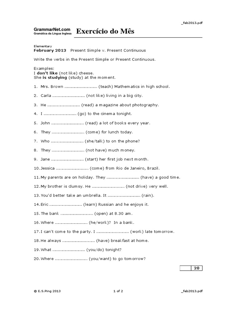 Present Simple-Cont | PDF