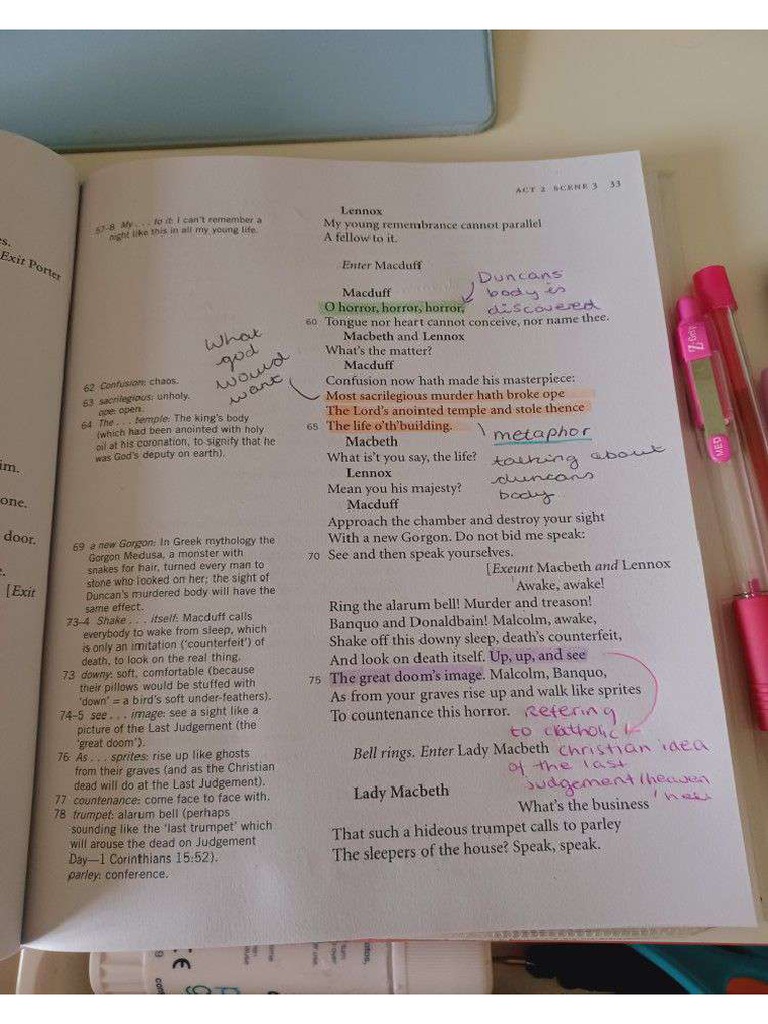 Shakespeare Macbeth Annotations Analysis Act 2 Scene 3 Study Help Notes ...