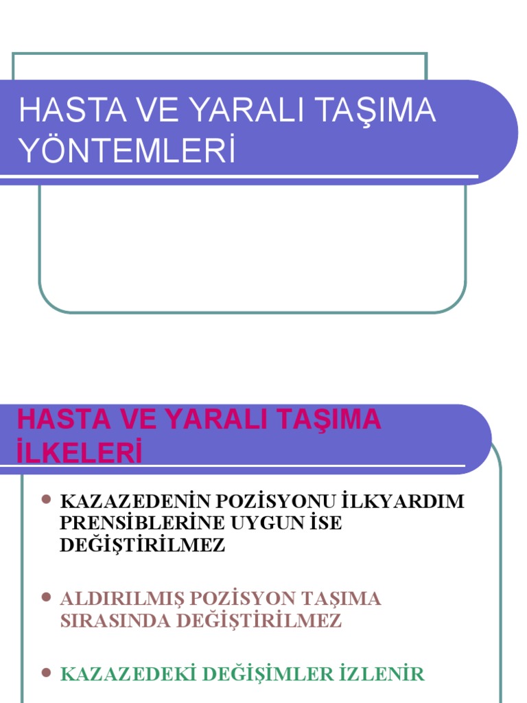Hasta Ve Yarali Taşima Yöntemleri̇ | PDF