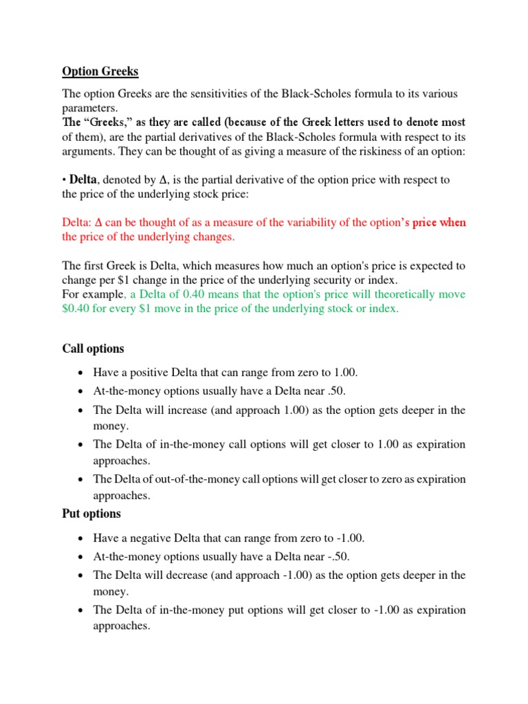 Option Greeks FM 2022 MDIM | PDF | Greeks (Finance) | Option (Finance)