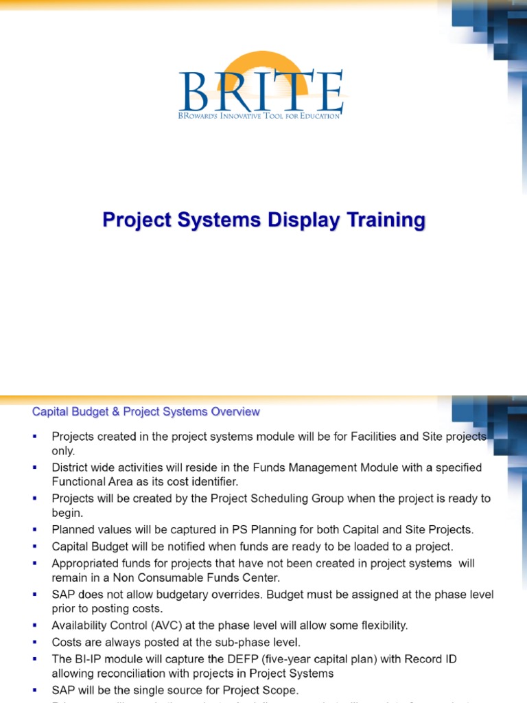 Project Systems Display Training | PDF