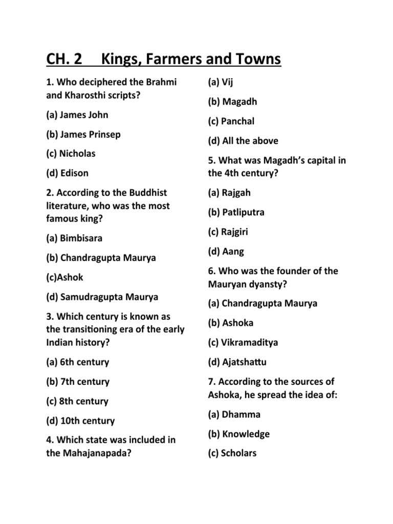 CH 2 Kings Farmers and Towns | PDF | Ashoka