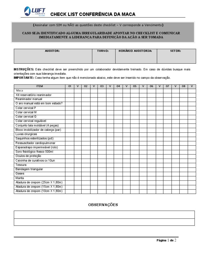 Checklist Da Maca | PDF