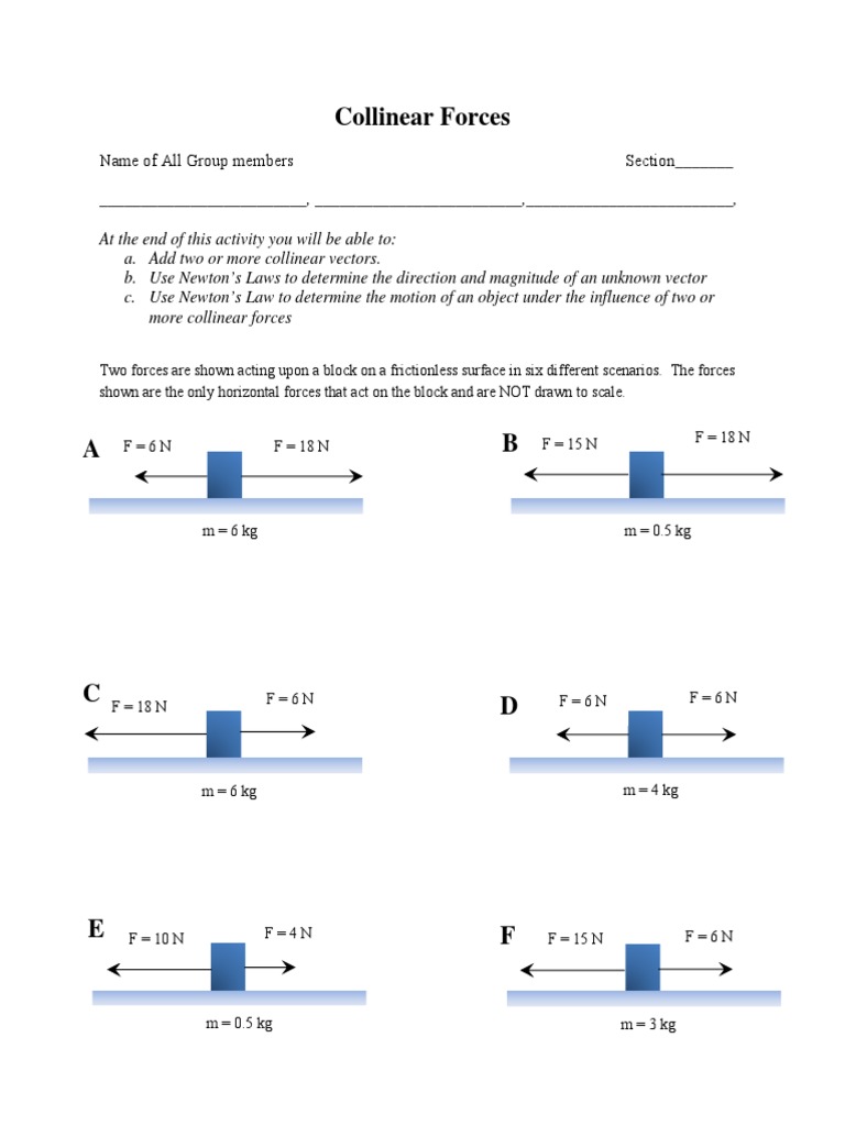 Collinear Forces | PDF | Force | Acceleration