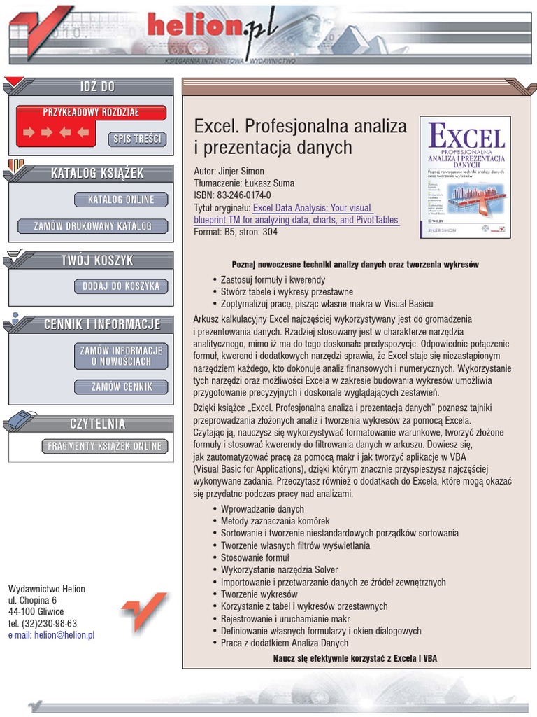 Excel. Profesjonalna Analiza I Prezentacja Danych | PDF