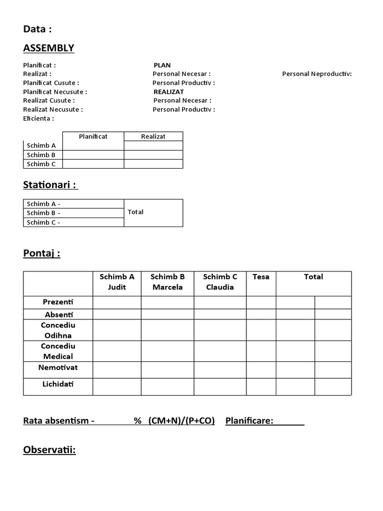 Planificare Zilnica | PDF