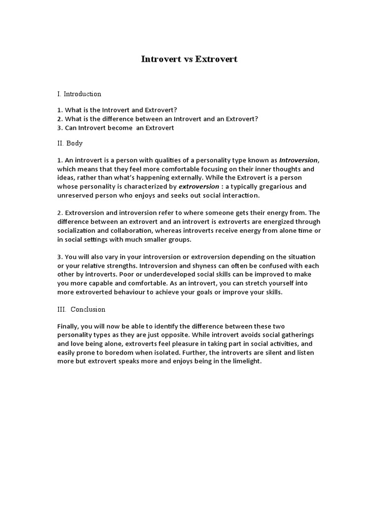 Introvert Vs Extrovert | PDF