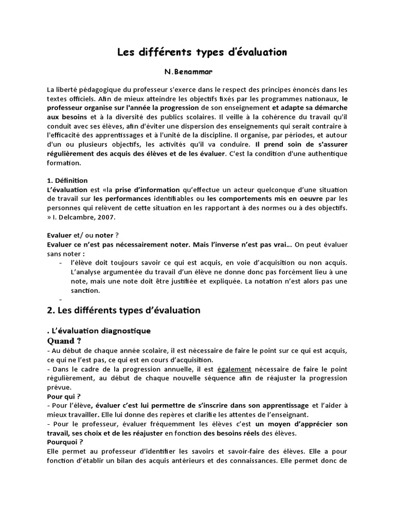 Cours Eval Pes | PDF | Apprentissage | Méthode d'enseignement