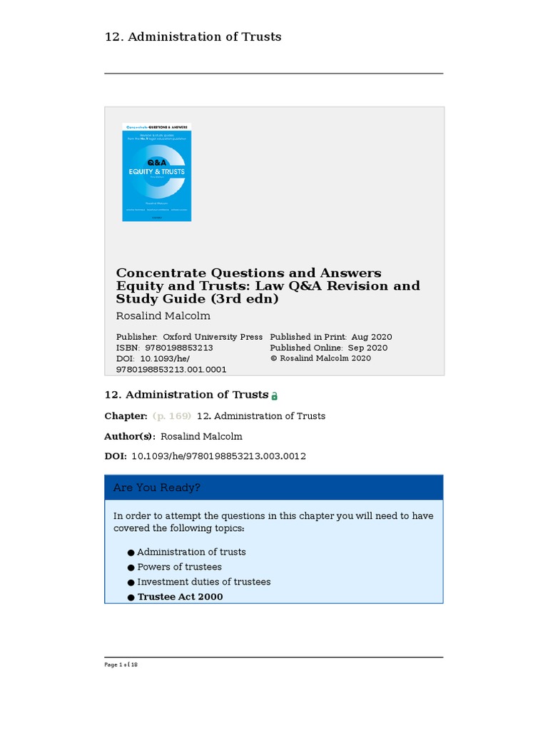 Trust Administration and Trustee Powers | PDF | Trust Law | English Trust Law