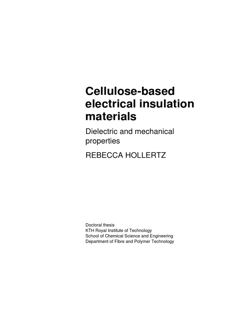 Cellulose Based Electrical Insulation Materials - REBECCA HOLLERTZ | PDF