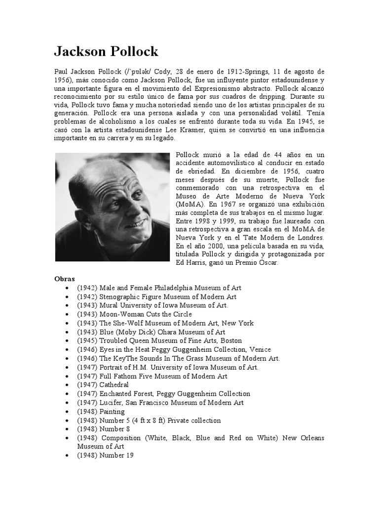 Jackson Pollock | PDF | Las artes