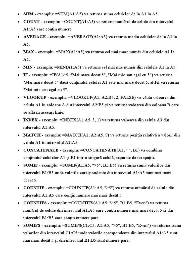 50 de Formule Excel-Explicate | PDF