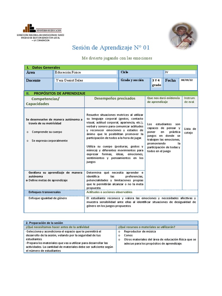 Sesión de Aprendizaje N6 Act1 | PDF | Las emociones | Aprendizaje