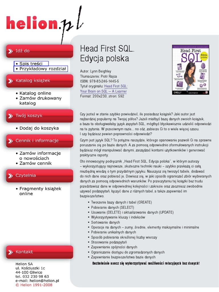 Head First SQL. Edycja Polska (Rusz Głową!) | PDF