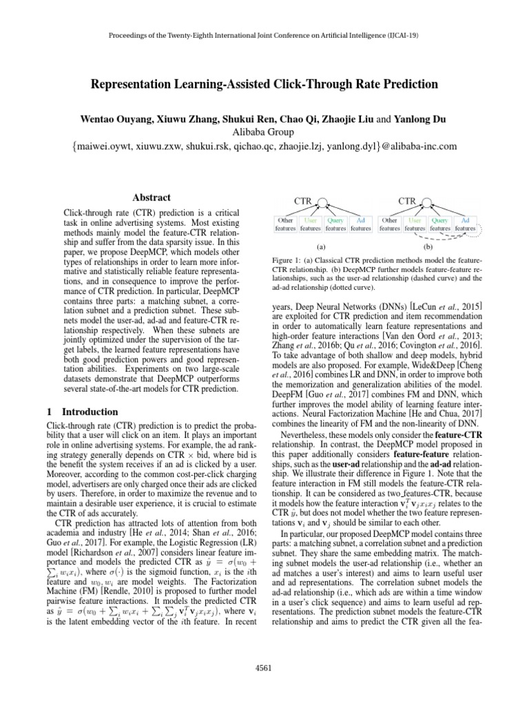 Representation Learning-Assisted Click-Through Rate Prediction | Download Free PDF | Deep ...