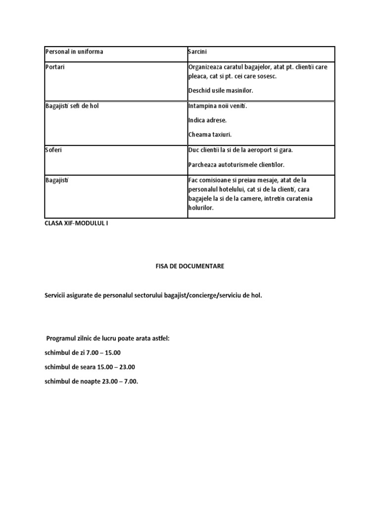 Fisa de Documentare Personal Receptie | PDF
