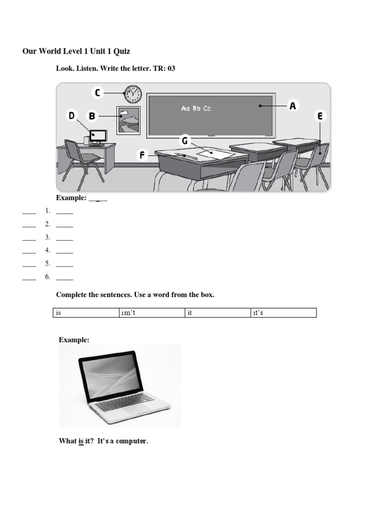 Our World Level 1 Unit 1 Quiz | PDF