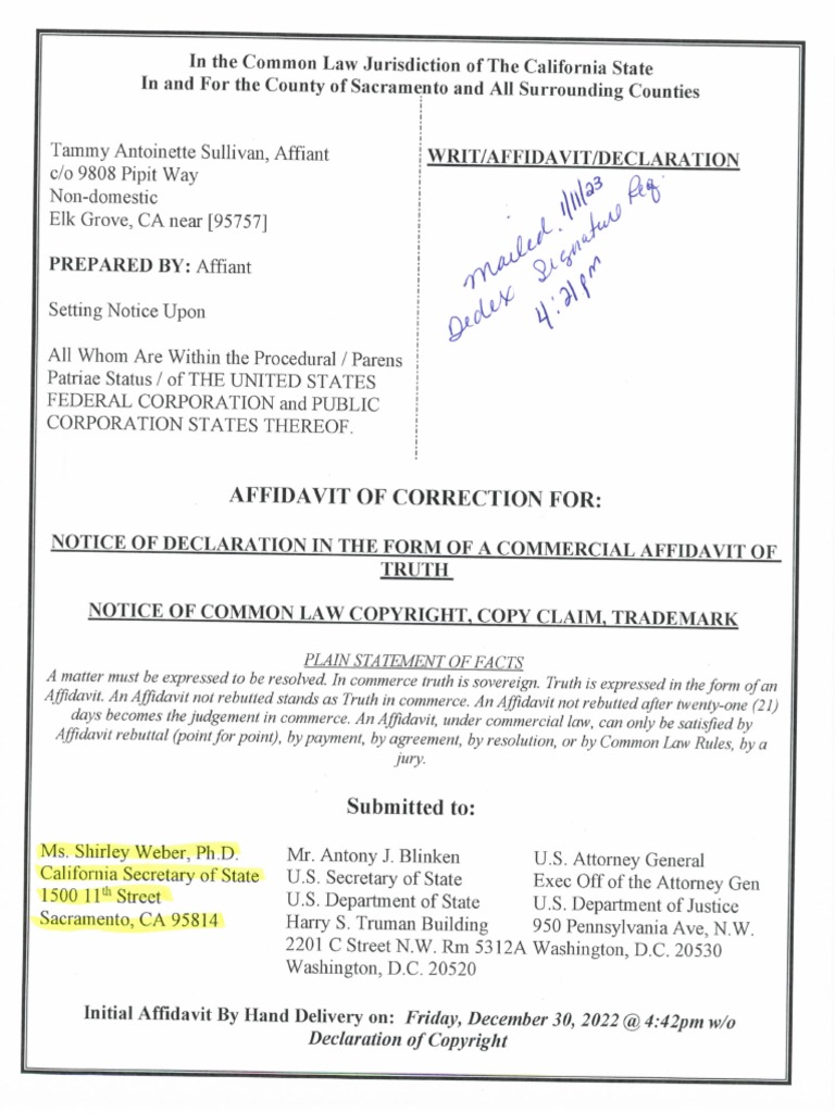Affidavit of Common Law Copyright | PDF