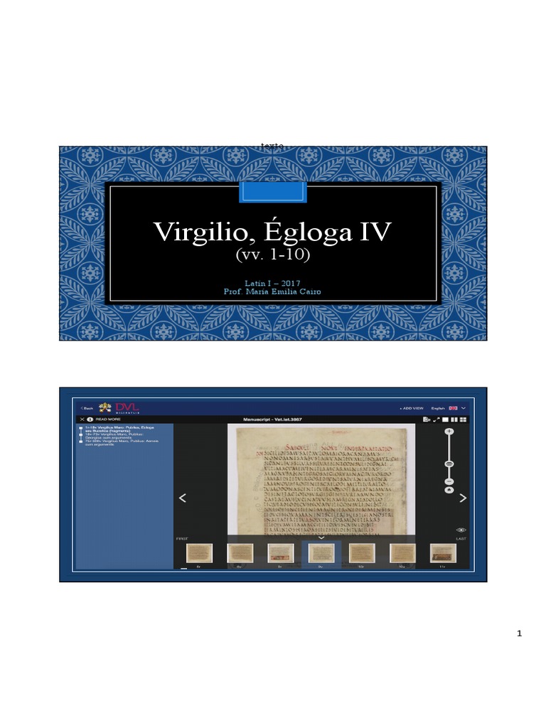 3 - Virgilio, Égloga IV, VV 1-10 | PDF | Virgilio