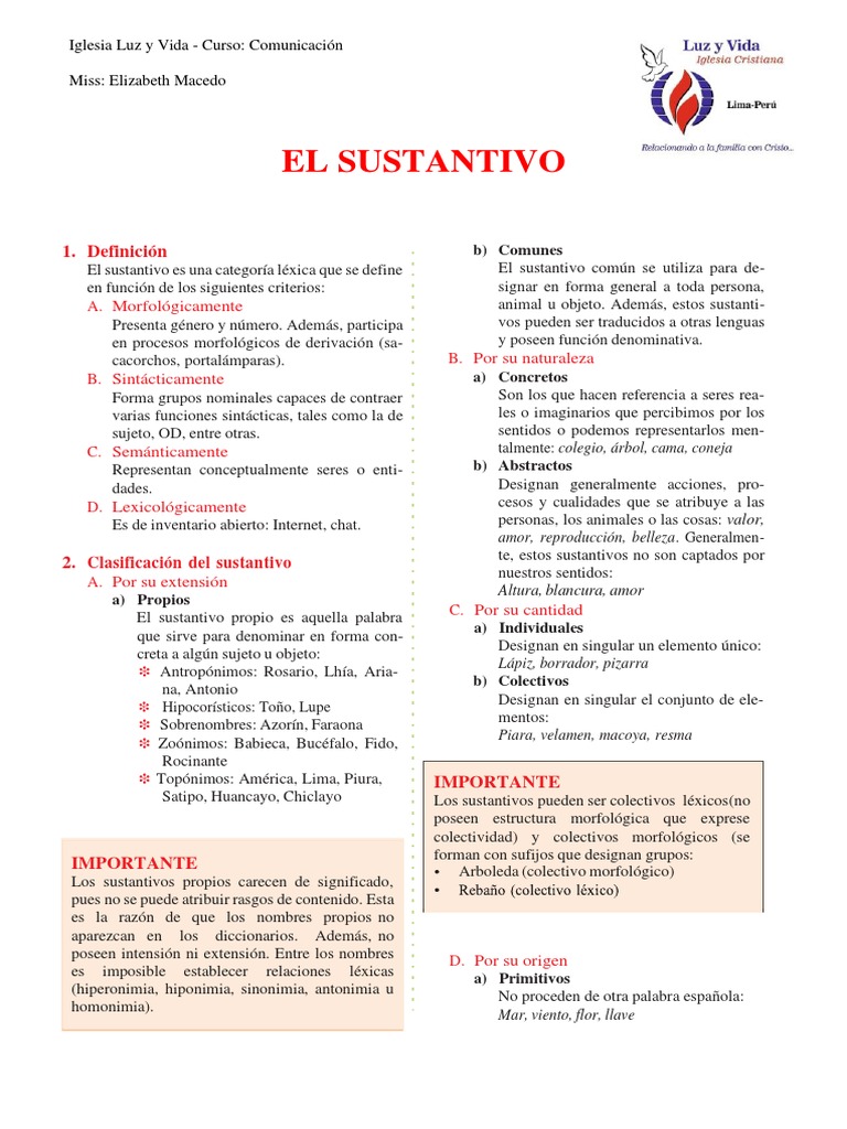 Clasificación y Tipos de Sustantivos | PDF | Sustantivo | Palabra