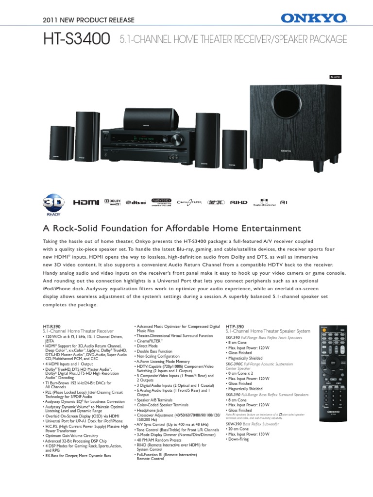 Ht-s3400 Ex Leaflet | PDF | Hdmi | Loudspeaker