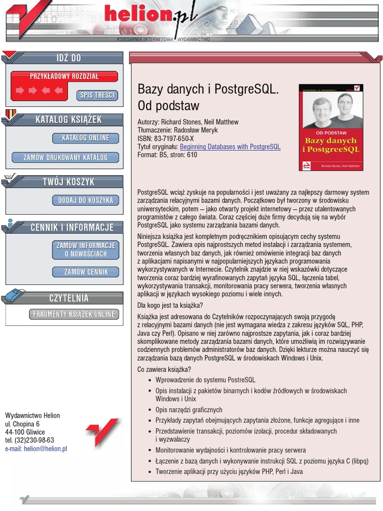 Bazy Danych I PostgreSQL. Od Podstaw | PDF