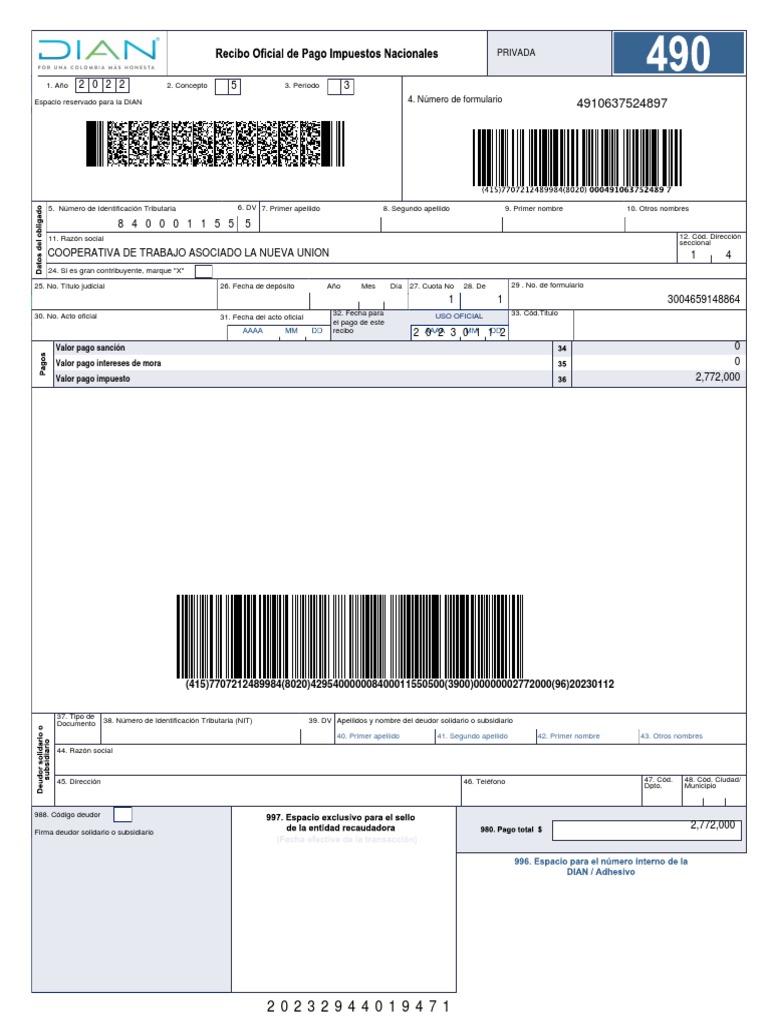 Recibo Iva La Nva Union4910637524897 | PDF