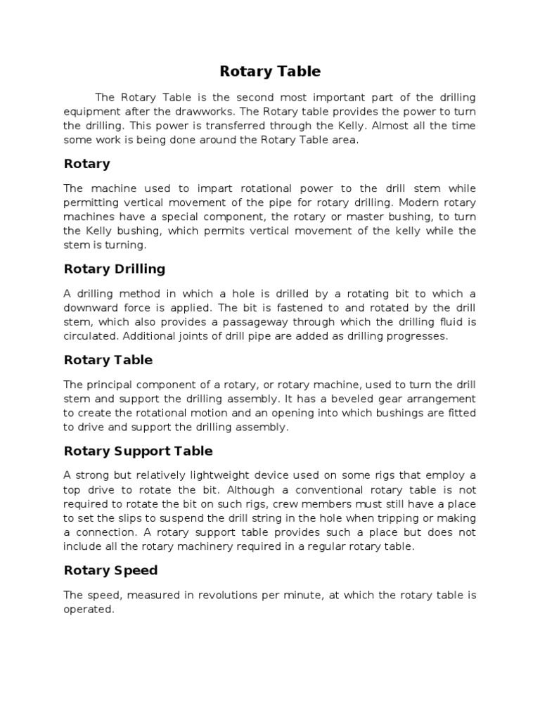 Rotary Table | PDF | Drilling Rig | Drill