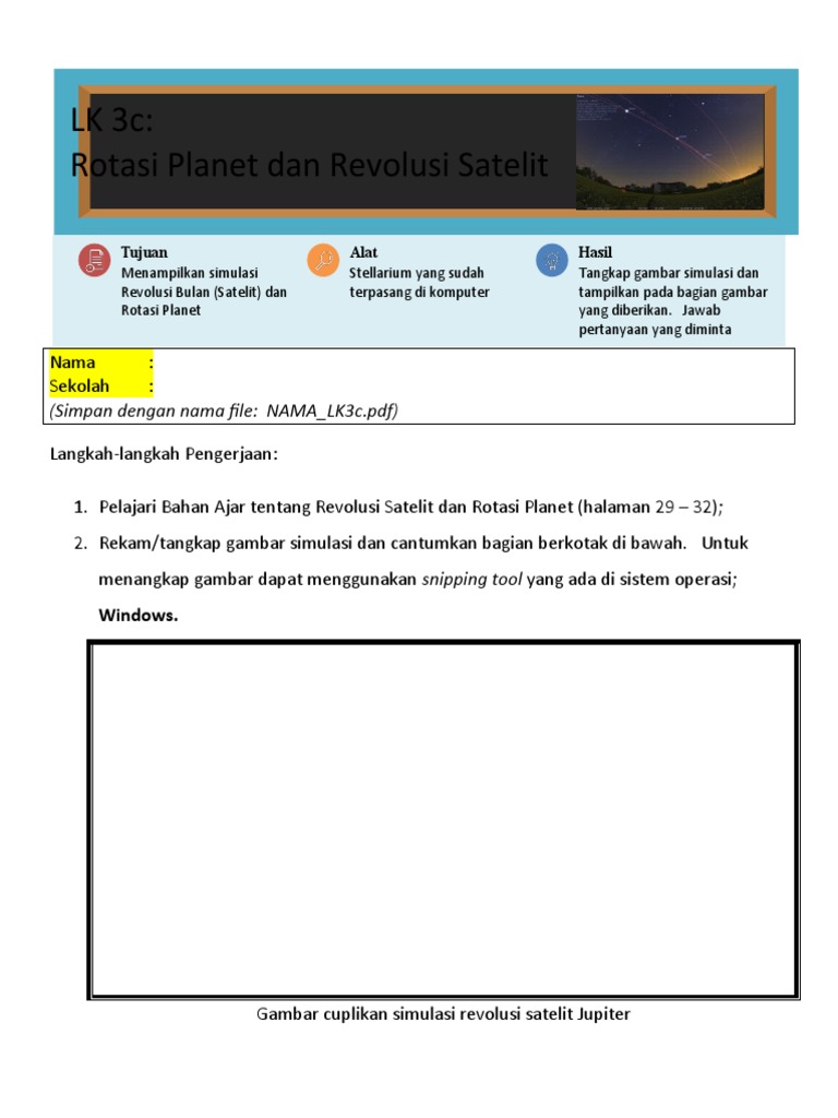 LK Simulasi Rotasi Planet Dan Revolusi Satelinya V2 | PDF | Sains & Matematika | Teknologi ...