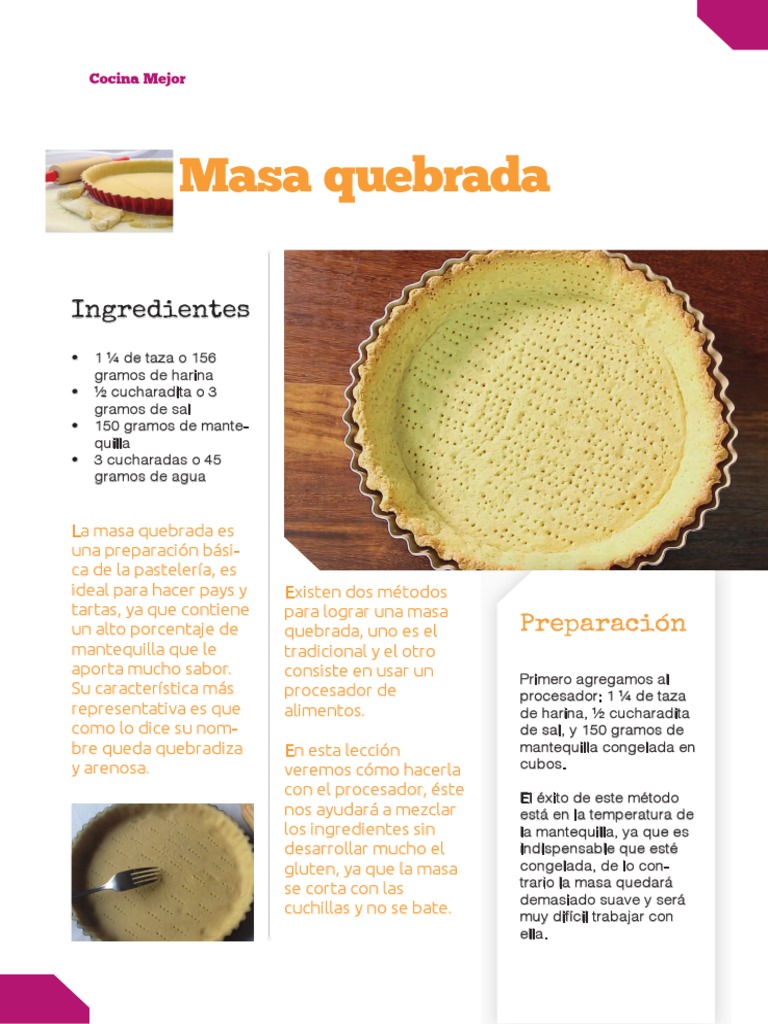 Masa Quebrada | PDF | Cocinando | Comida y bebida