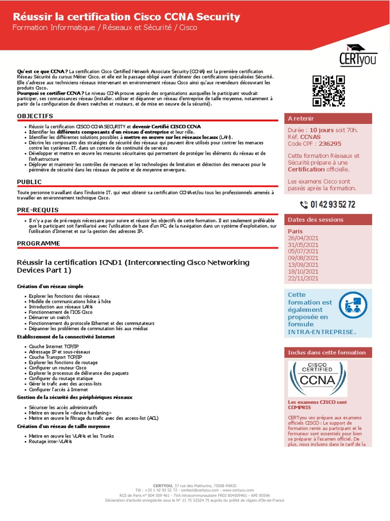 Ccnas Formation Ccna Security | PDF | Adresse IP | Protocoles Internet