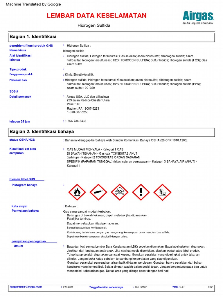 Msds h2s Ind | PDF