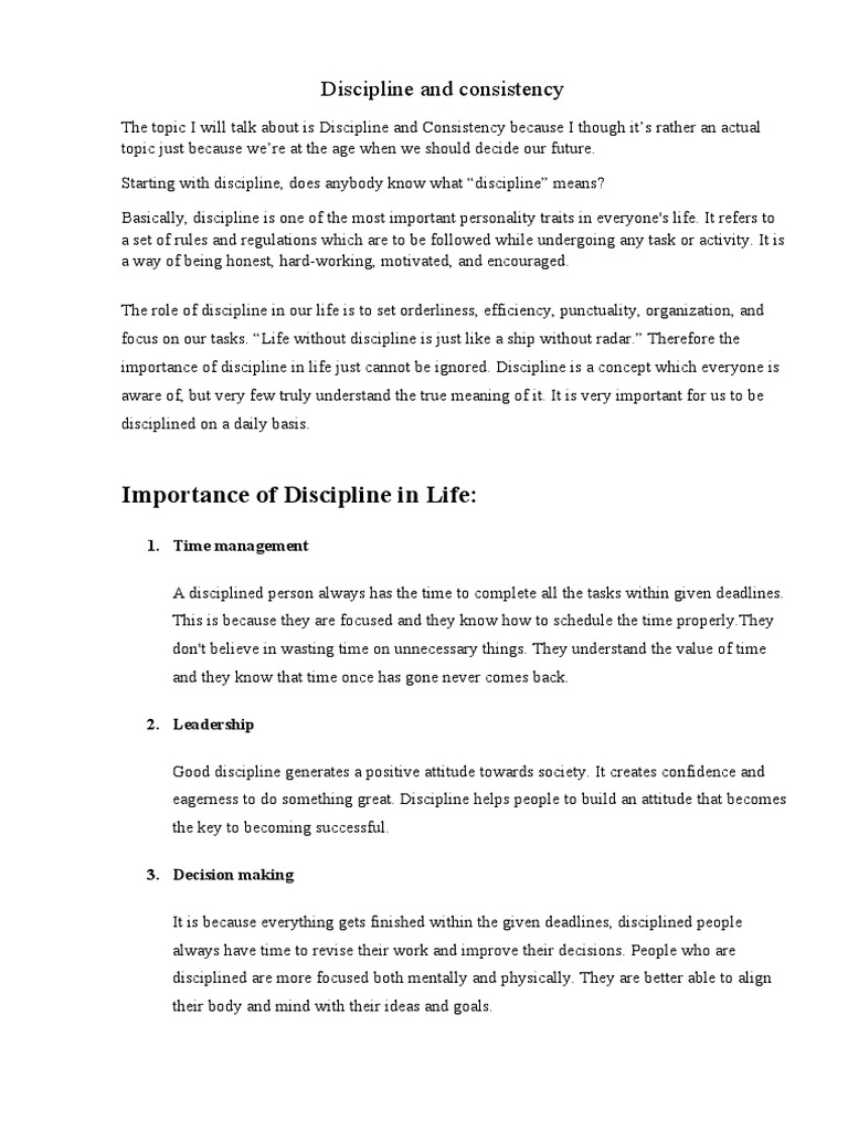 The Importance of Discipline and Consistency in Achieving Goals and ...
