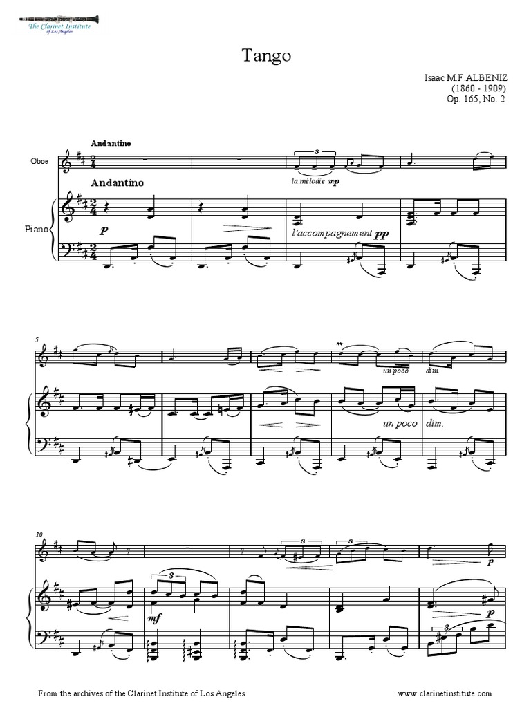 Albeniz Tango Oboe and Piano | PDF | Notation musicale | Notation