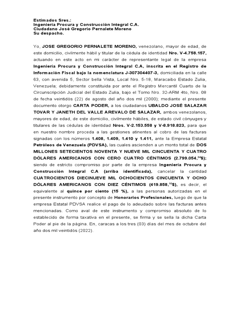 Carta Poder para Pago | PDF