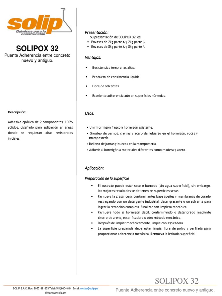 HT - Solipox 32 | PDF | Hormigón | Materiales