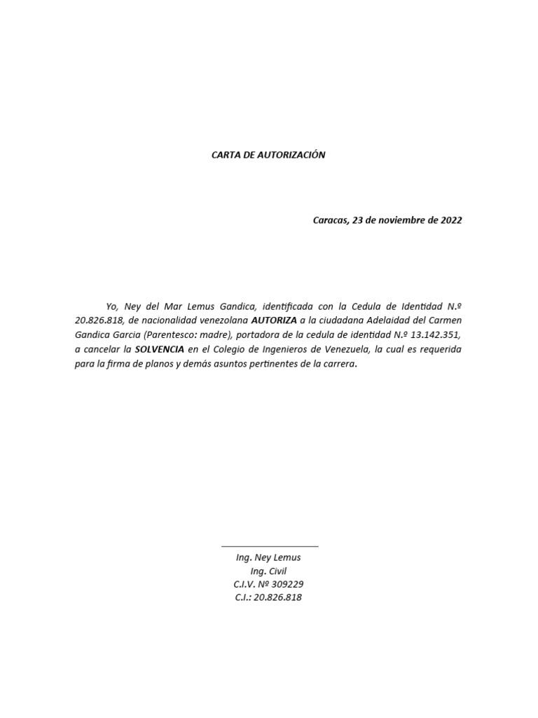 Carta de Autorización | PDF