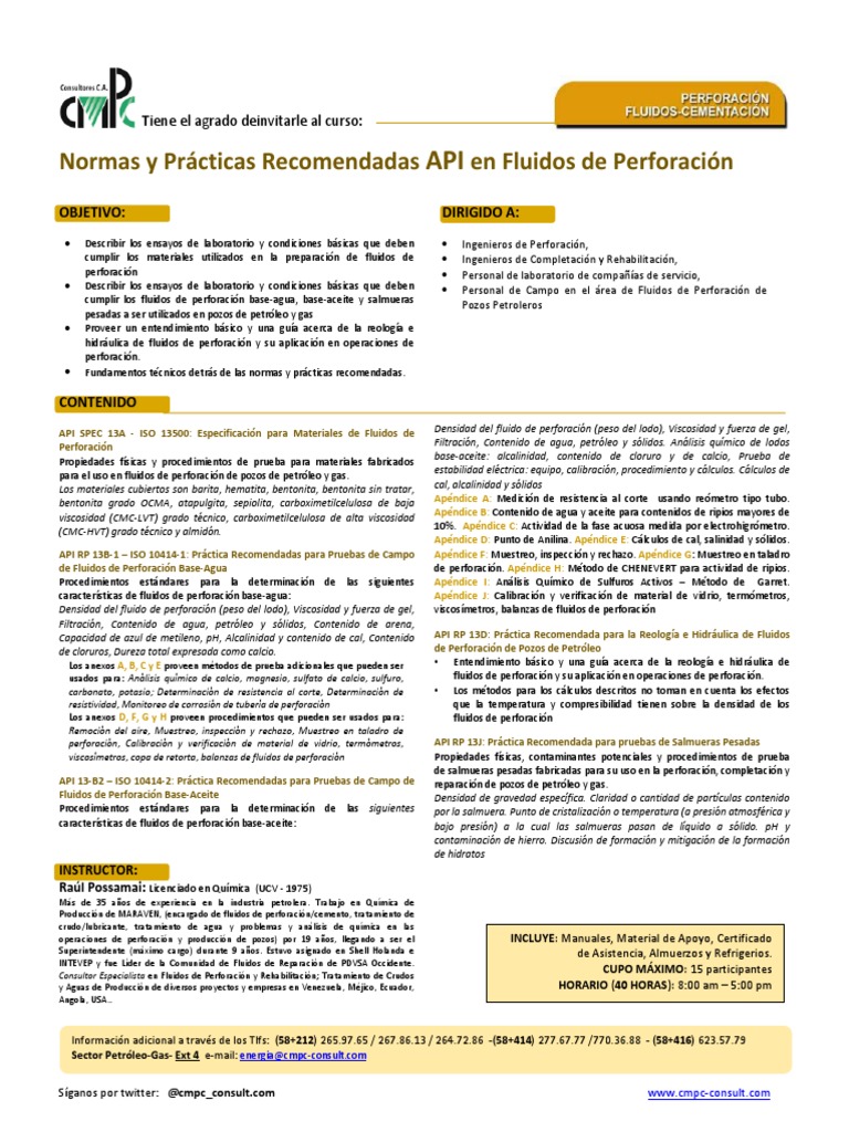 Normas API Percem 010 40 API Fluido Perf | PDF | Petróleo | Perforación