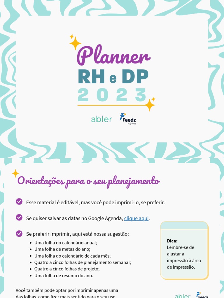 (Para Imprimir) Planner RH e DP 2023 - Abler e Feedz | PDF