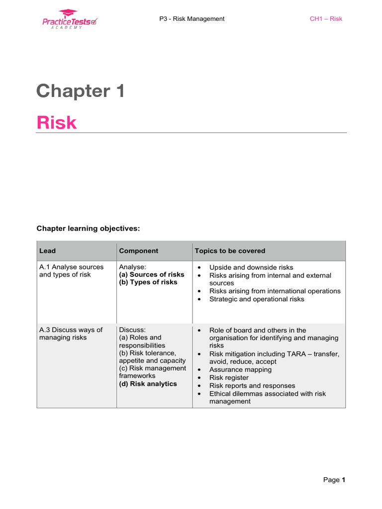 Risk Management Chapter Summary | PDF
