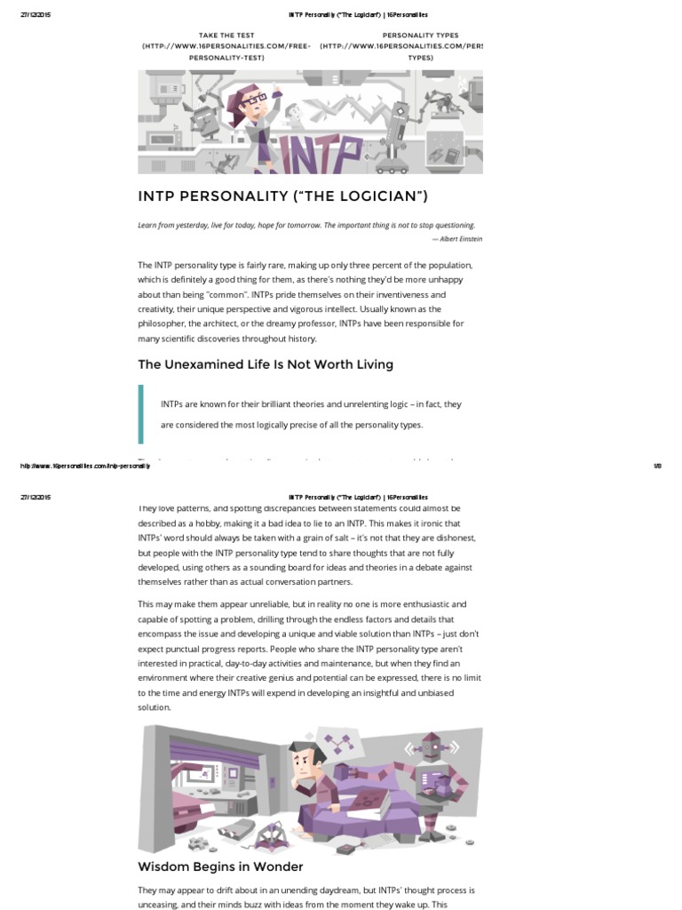 INTP Personality ("The Logician") - 16personalities | PDF | Thought ...