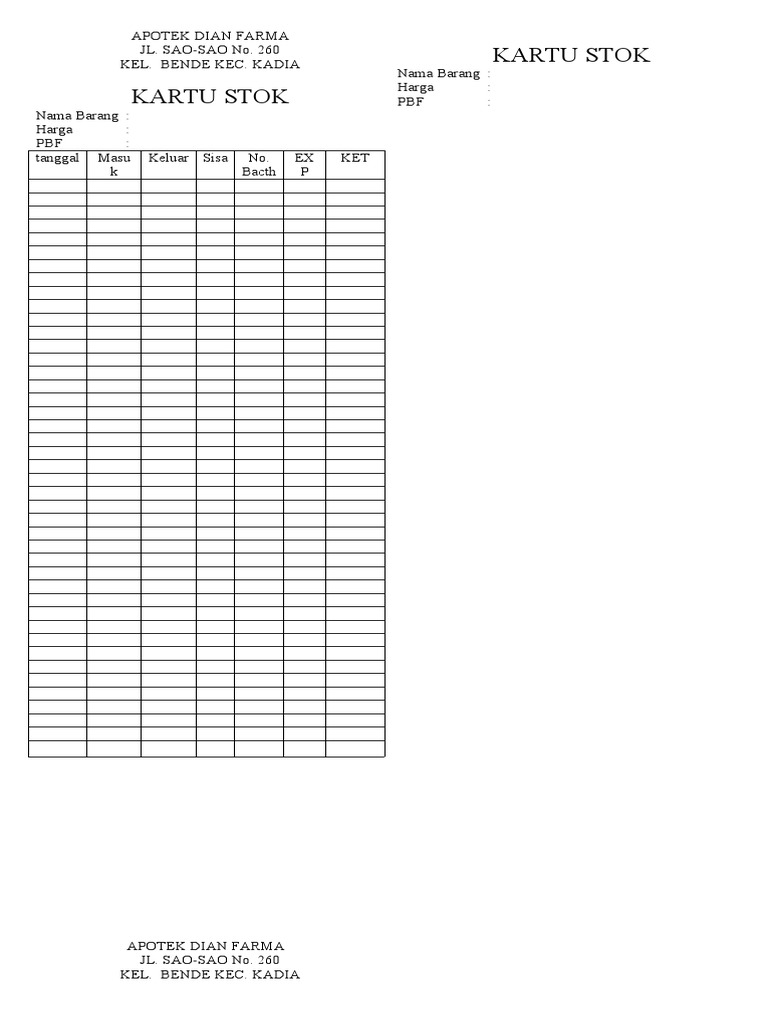 Kartu Stok | PDF