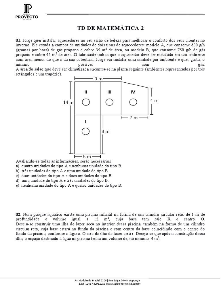 Provecto - TD de Matemática 2 - 3º Ano Médio | PDF | Triângulo | Círculo